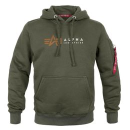 Alpha Industries Alpha Label Hoody dark oliv, Gr&ouml;&szlig;e L
