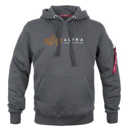 Alpha Industries Alpha Label Hoody greyblack, Gr&ouml;&szlig;e L