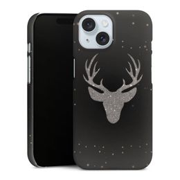 DeinDesign iPhone 15 Handy Premium Case Smartphone Handyh&uuml;lle Schutzh&uuml;lle matt Deer Glitzer Winter Premium Case