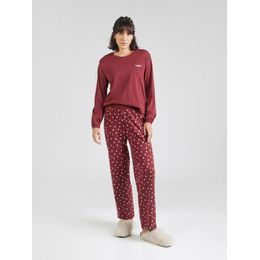 Pepe Jeans Pyjama Damen Gr&ouml;&szlig;e XL burgunder / wei&szlig; Winterkleid