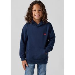 Hoodie LEVI'S KIDS "LVB MINI BATWING PULL OVER HOO", Jungen, Gr. 6 (116), blau (marineblaus), Sweatware, Obermaterial: 60% Baumwolle, 40% Polyester, bequem, angesetztes Bündchen, Sweatshirts Hoodie, for BOYS