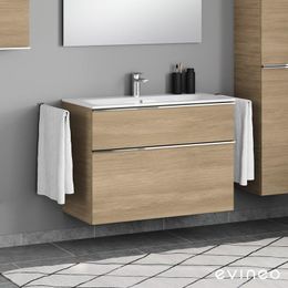 Geberit Renova Plan Slim Waschtisch, evineo ineo4 Unterschrank B: 100 cm, 2 Ausz&uuml;ge, mit Griff,, 122200600+BE0229OA,
