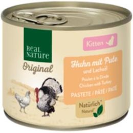 REAL NATURE Original Nassfutter Katze, Kitten, Huhn mit Pute und Lachs&ouml;l 24x200 g