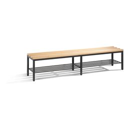 C+P Umkleidebank Basic mit Schuhrost, H420xB1960xT353mm Farbe Gestell Schwarzgrau ; C + P M&ouml;belsysteme (8052-010|S10001)