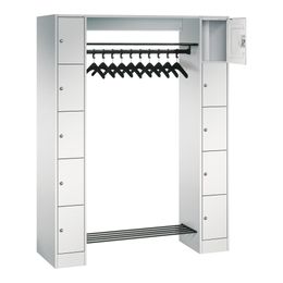 C+P Offene Garderobe mit Schlie&szlig;f&auml;chern f&uuml;r 10 Personen, H1950xB1430xT480mm Front Lichtgrau Korpus Lichtgrau ; C + P M&ouml;belsysteme (80710-00|S10000)