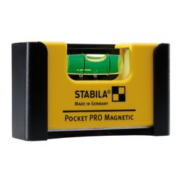 Stabila Wasserwaage Pocket PRO Magnetic 7 cm mit Seltenerd-Magnetsystem und G&uuml;rtel-Clip auf SB-Karte (17953)