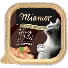 16x100 g Miamor Feines & Filet Senior Geflügel Pur mit Reh