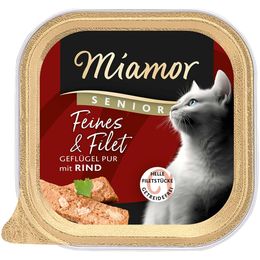 16x100 g Miamor Feines & Filet Senior Geflügel Pur mit Rind