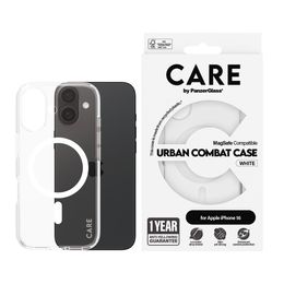 CARE BY PANZERGLASS Handyh&uuml;lle "Urban Combat Case mit MagSafe f&uuml;r Apple iPhone 16", wei&szlig; (transparent, wei&szlig;), B:10,9cm H:1,9cm T:19,7cm, H&uuml;llen, Backcover, Schutzh&uuml;lle, Handyschutzh&uuml;lle, Case, Schutzcase, sto&szlig;fest