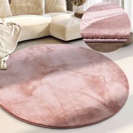 Villeroy & Boch Teppich VILLEROY & BOCH "Leon", rosa (altrosa), H:15mm &Oslash;:200cm, Polyester, Teppiche, Teppich, Langflor, Shaggy, einfarbig, flauschig, weich, gl&auml;nzend, modern, uni