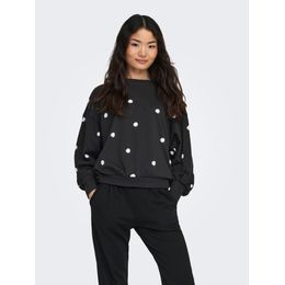 Sweatshirt Only "ONLBROOKE L/S O-NECK FLOWER SWT", Damen, Gr. L, schwarz print:daisy aop, Sweatware, Obermaterial: 60% Baumwolle, 40% Polyester, bedruckt, regular fit normal, Rundhals, Rippbündchen, Sweatshirts Sweatshirt