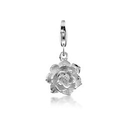Charm-Einhänger NENALINA "Anhänger Lotus Blüte Floral Flower 925 Silber", silber, Charms, Damen, ohne Stein, Silber 925 (Sterlingsilber)