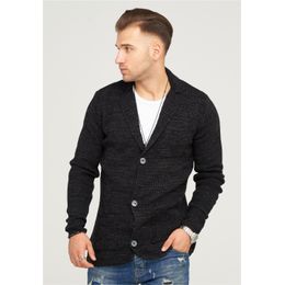 Strickjacke behype "FELIAN", Damen, Gr. M, schwarz, 100% Polyacryl, unifarben, lang, Strickjacken Strickjacke, mit modischem Reverskragen