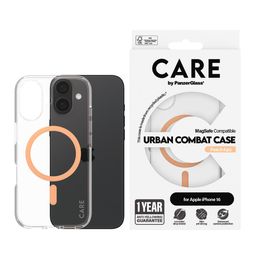 CARE BY PANZERGLASS Handyh&uuml;lle "Urban Combat Case f&uuml;r Apple iPhone 16", orange (orange, transparent), iPhone 16, H&uuml;llen, Backcover, Schutzh&uuml;lle, Handyschutzh&uuml;lle, Case, Schutzcase, sto&szlig;fest