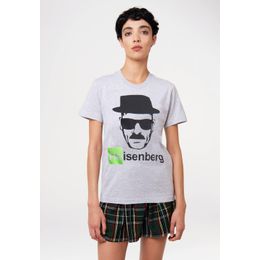 T-Shirt logoshirt "Heisenberg", Damen, Gr. S, grau (grau, meliert), 95% Baumwolle, 5% Viskose, bedruckt, normal, Rundhals, Shirts T-Shirt, mit coolem Print