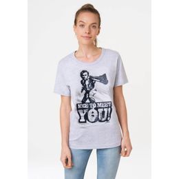 T-Shirt logoshirt "Dirty Harry - Nice To Meet You", Damen, Gr. L, grau (grau, meliert), 95% Baumwolle, 5% Elasthan, bedruckt, normal, Rundhals, Shirts T-Shirt, mit coolem Print
