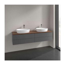Villeroy & Boch Villeroy und Boch Antao Waschbeckenunterschrank K28012GK 4 Ausz&uuml;ge, 1600 x 360 x 500 mm, Front ohne Struktur, Anthracite Matt Lacquer / Warm Walnut