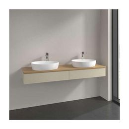 Villeroy & Boch Villeroy und Boch Antao Waschbeckenunterschrank L17151HJ mit Beleuchtung, 2 Ausz&uuml;ge, 1600 x 190 x 500 mm, Front mit Struktur, Silk Grey Matt Lacquer / Honey Oak