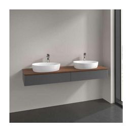 Villeroy & Boch Villeroy und Boch Antao Waschtisch-Unterschrank L17152GK mit Beleuchtung, 2 Ausz&uuml;ge, 1600 x 190 x 500 mm, Front mit Struktur, Anthracite Matt Lacquer / Warm Walnut
