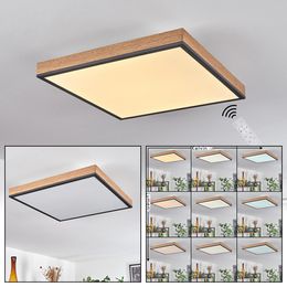 hofstein Salmi Deckenpanel LED Braun, Holzoptik, Schwarz, 1-flammig, Fernbedienung