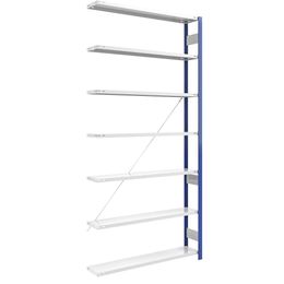 eurokraft pro Steckregal, Bauart leicht, einseitig, HxBxT 3000 x 1300 x 300 mm, blau/grau, Anbauregal