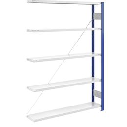 eurokraft pro Steckregal, Bauart leicht, einseitig, HxBxT 2000 x 1300 x 300 mm, blau/grau, Anbauregal