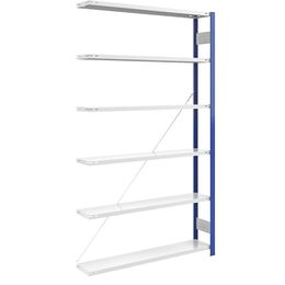 eurokraft pro Steckregal, Bauart leicht, einseitig, HxBxT 2500 x 1300 x 300 mm, blau/grau, Anbauregal