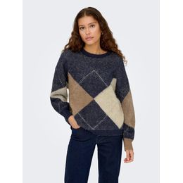 Only Pullover in Dunkelblau/ Hellbraun - 10% | Gr&ouml;&szlig;e L | Damen-pullover-cardigans