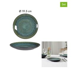 THE HOME DECO FACTORY 6er-Set: Fr&uuml;hst&uuml;cksteller ''Elia'' in Schwarz/ Gr&uuml;n - &Oslash; 19,5 cm - 62% | Gedeckter-tisch