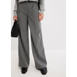 bonprix Weite Bundfaltenhose, grau, Gr.48, L&auml;ssige Bundfaltenhose mit weitem Bein