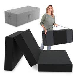 Spar-Set Klappmatratze G&auml;stematratze, 140x195x15cm, schwarz inkl. Husse grau & Transporttasche
