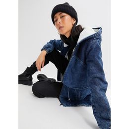 bonprix Jeans-Parka mit Teddyfell, blau, Gr.40, L&auml;ssiger Jeans-Parka mit flauschigem Teddyfell gef&uuml;ttert, 92% Baumwolle