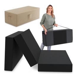 Spar-Set Klappmatratze G&auml;stematratze, 140x195x15cm, schwarz inkl. Husse creme & Transporttasche