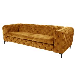 Riess Ambiente riess-ambiente Chesterfield Sofa MODERN BAROCK 235cm senfgelb Samt 3-Sitzer Couch Federkern