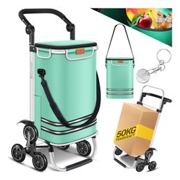 Kesser&reg; Einkaufstrolley Treppensteiger mit K&uuml;hlfach klappbar mit 56L Kapazit&auml;t und belastbar bis 50kg 3in1 Trolley Sackkarre & Umh&auml;ngetasche Faltbarer Einkaufswagen inkl. Einkaufschip