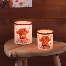 Windlicht "Stier mit Blumenkranz", 2er Set