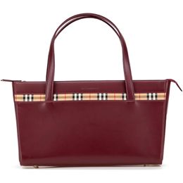 Burberry Crossbody Bags - House Check Trimmed Leather Handbag - Gr. unisize - in Rot - f&uuml;r Damen
