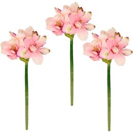 Kunstblume I.GE.A. "Amaryllis", rosa (hellrosa), B:18cm H:65cm L:12cm, Obermaterial: 90% Polyester, 10% Kunststoff, Kunstpflanzen, Kunst-Stielblume, 3er Set