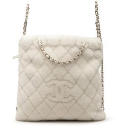 Chanel Rucks&auml;cke - CC Shearling Coco Neige Backpack - Gr. unisize - in Wei&szlig; - f&uuml;r Damen