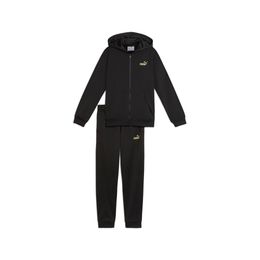Trainingsanzug Puma "HOODED FULL-ZIP POLY SUIT B", Jungen, Gr. 128, schwarz (Puma schwarz), Trikot, Obermaterial: 100% Polyester, unifarben, regular fit, Sportanzüge Trainingsanzug