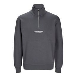 Jack & Jones Jack & Jones Sweatshirt 'JWHVESTERBRO' Herren Gr&ouml;&szlig;e S dunkelgrau / wei&szlig;