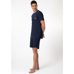 Schlafanzug Fila "MAN JERSEY PYJAMAS", Herren, Gr. L, blau (navy), Jersey, Obermaterial: 100% Baumwolle, bequem kurz, Rundhals, Homewear-Sets Schlafanzug, Hose mit elastischem Logobund und Kurzarmshirt