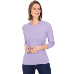 Longsleeve TRIGEMA "TRIGEMA Langarmshirt", Damen, Gr. L, lila (flieder), 95% Baumwolle, 5% Elastan, Basic, Shirts