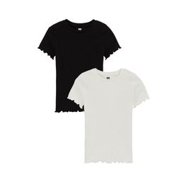 WE Fashion T-Shirt M&auml;dchen Gr&ouml;&szlig;e 134/140 schwarz / wei&szlig;