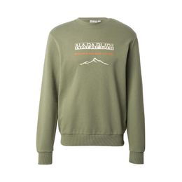 Napapijri Sweatshirt 'BANEM' Herren Gr&ouml;&szlig;e L oliv / orange / offwhite