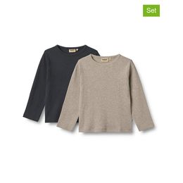 Wheat 2er-Set: Longsleeves "Milo" in Dunkelblau/ Braun/ Grau - 55% | Gr&ouml;&szlig;e 98 | Kinder-longsleeves
