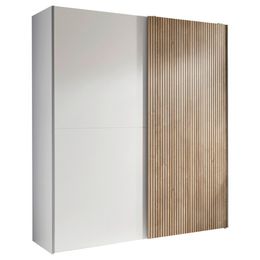 Mid.you Schwebet&uuml;renschrank, Wei&szlig;, Eiche, Holzwerkstoff, 2 F&auml;cher, 170x196x57 cm, Schlafzimmer, Kleiderschr&auml;nke, Schwebet&uuml;renschr&auml;nke