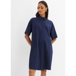 bonprix Polokleid aus reiner Baumwolle, blau, Gr.36/38 (S), Kurzes Polokleid in A-Linie mit kurzer Knopfleiste sowie einer Kellerfalte hinten, aus 100% Baumwolle