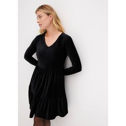 bonprix Minikleid aus elastischen Samt, schwarz