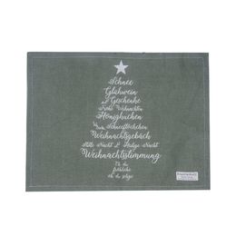 Krasilnikoff Platzmatte, Tischset Christmas Words 46 x 34 cm, olivgr&uuml;n skandinavische Deko Online Shop
